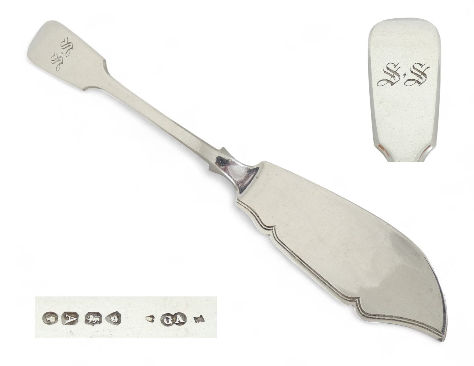 Antique Victorian 1876 Sterling Silver Butter Knife Spreader Fiddle Ba ...